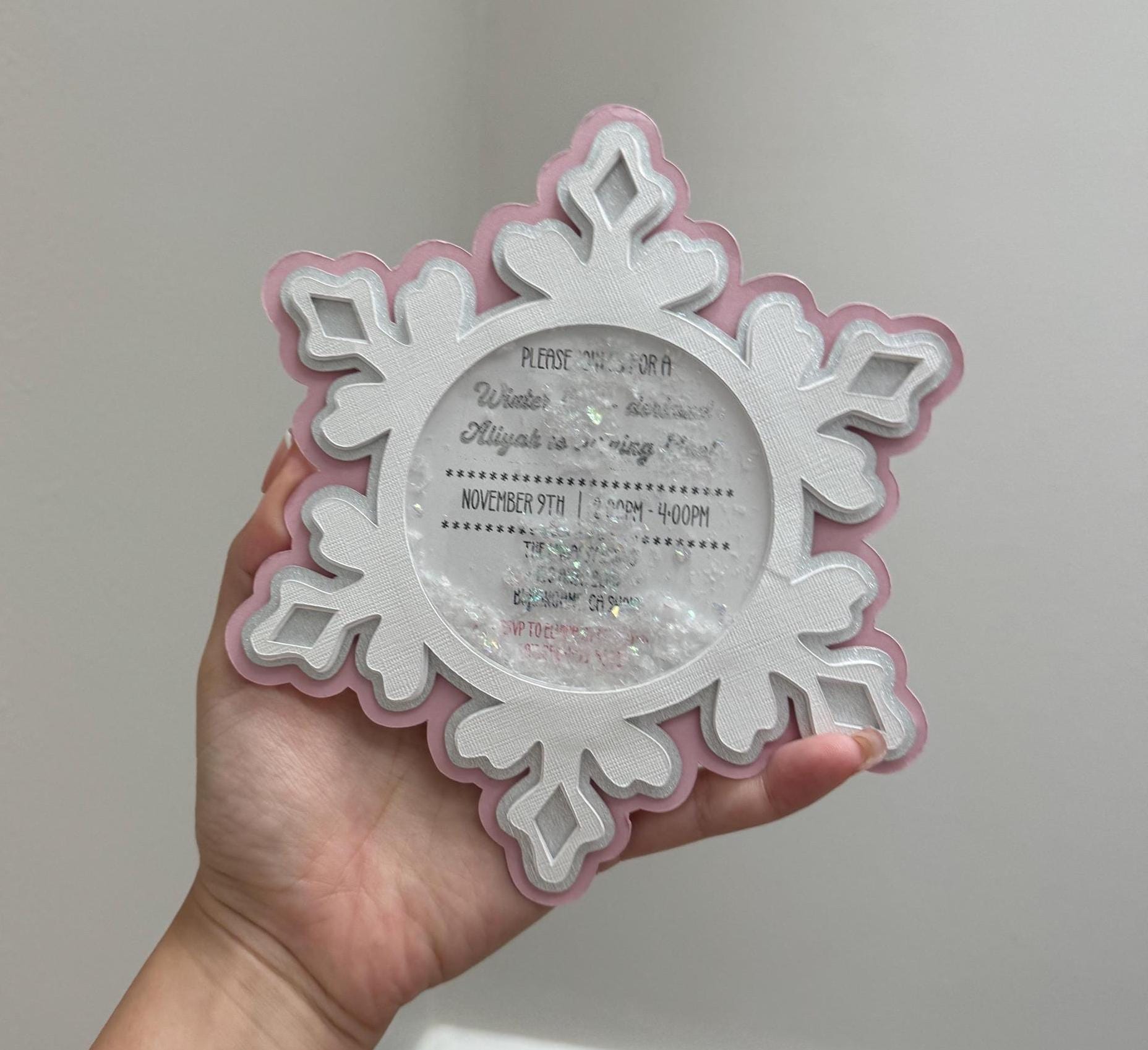 Snowflake Shaker Invitation: Winter One-derland, Birthday, Baby Shower ...