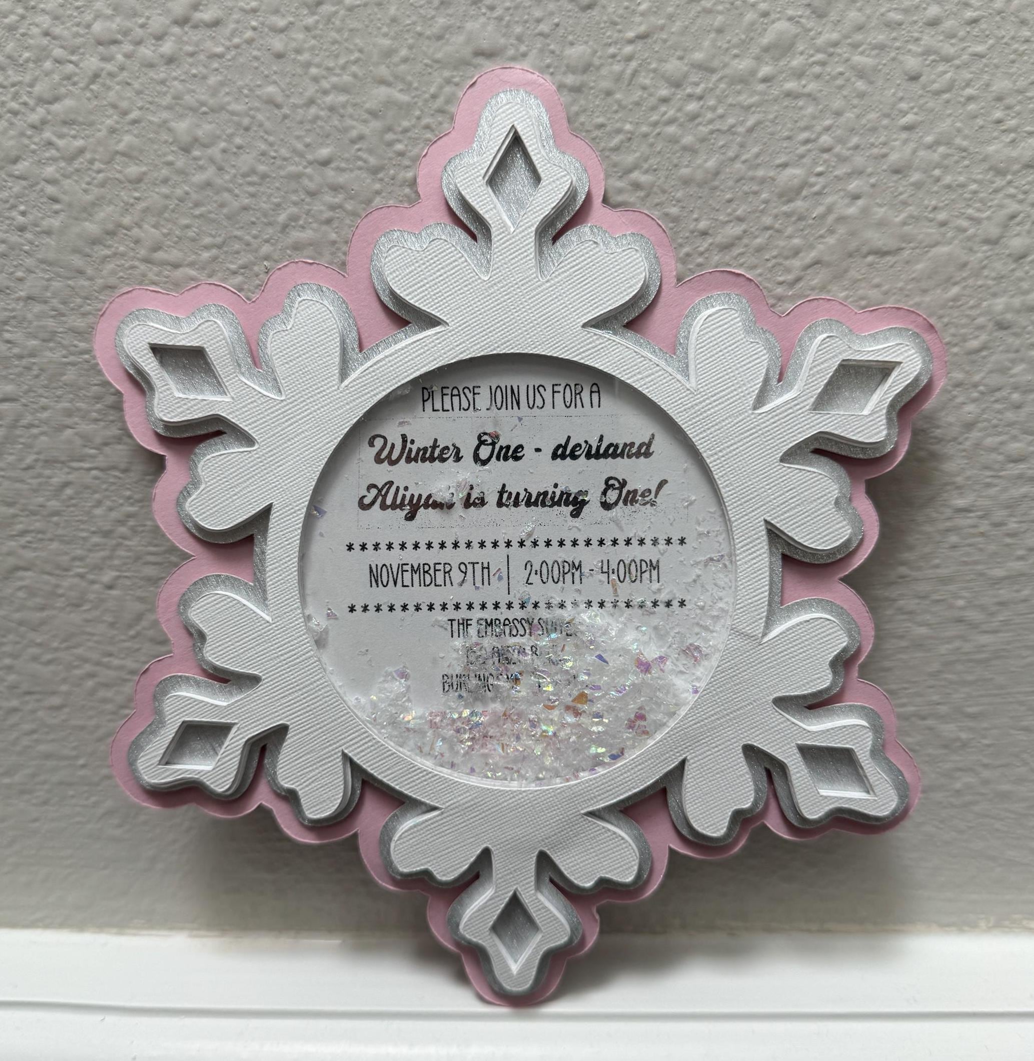 Snowflake Shaker Invitation: Winter One-derland, Birthday, Baby Shower ...