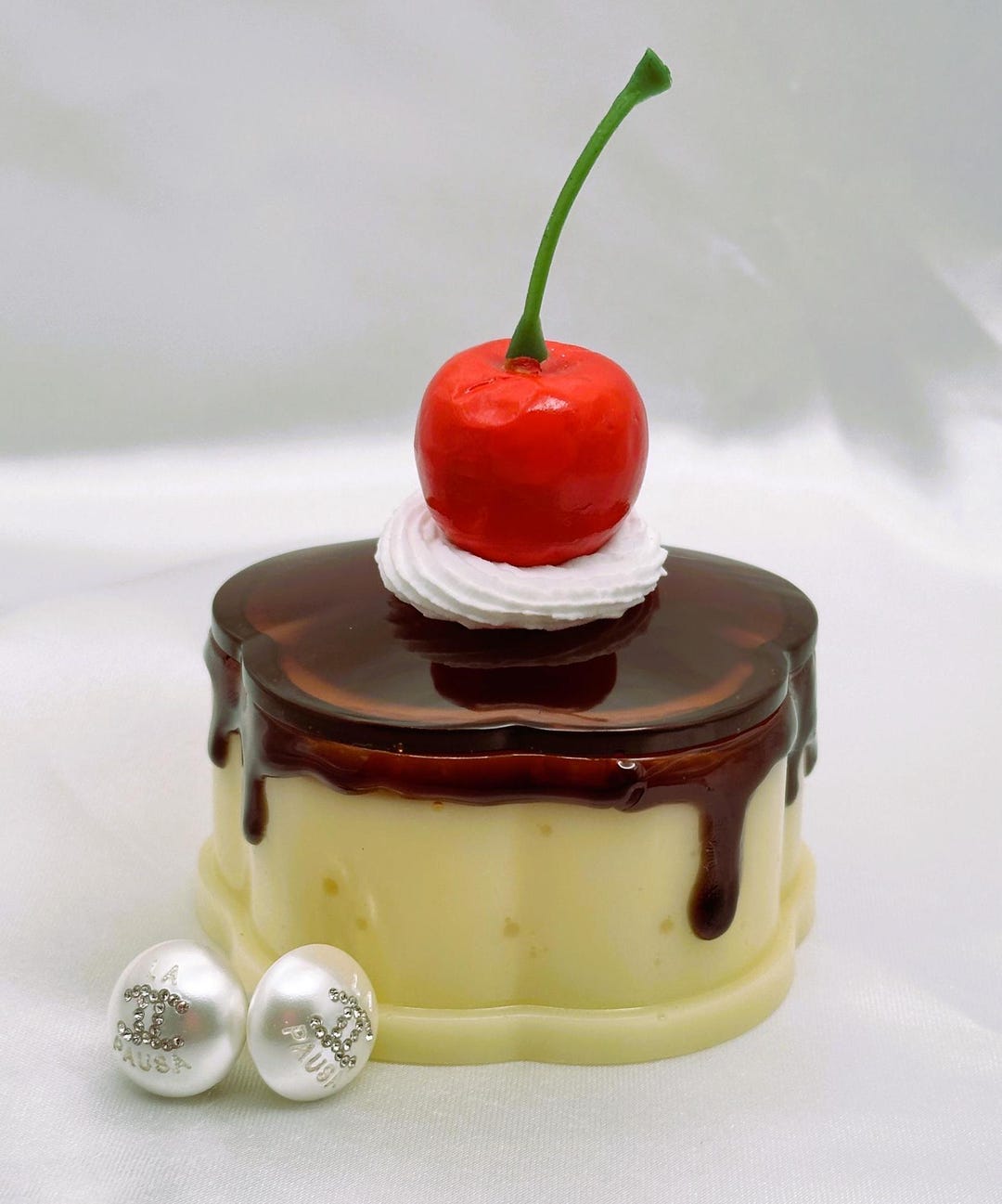 Handmade Flan Pudding Trinket Box: Faux Cherry & Whipped Cream Lid - Etsy