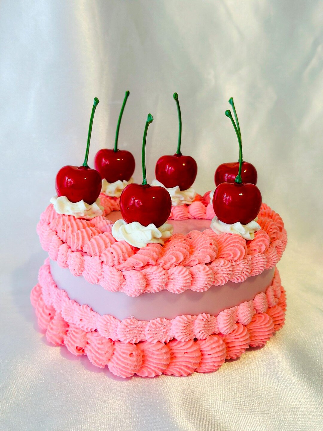 Fake Cake Jewelry Box Pink Vintage Heart Shaped Cake W/ Glitter Cherry ...