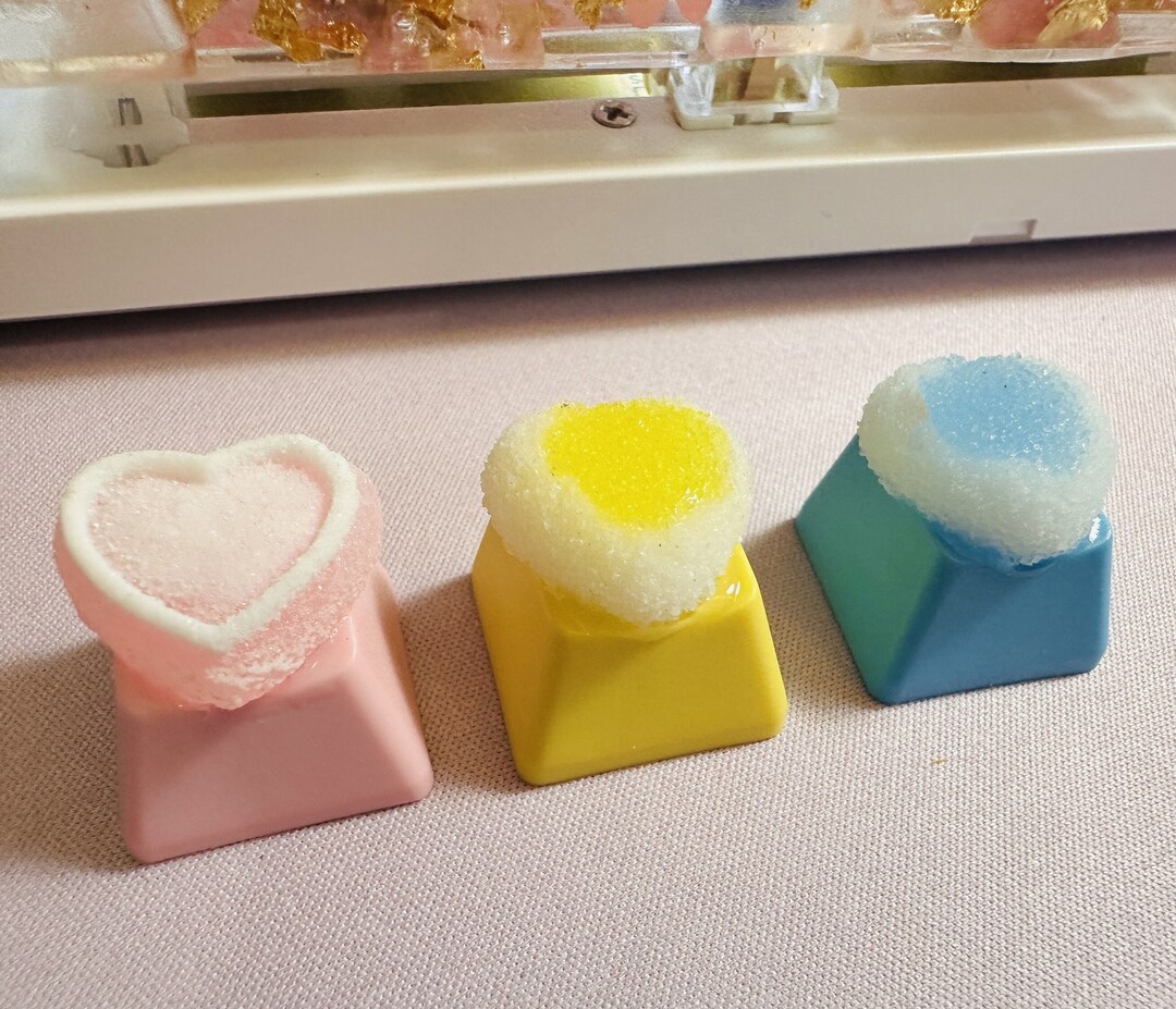 Esc Keycap Kawaii Candy Hearts Gummy Keys Multiple Options Clear Resin ...