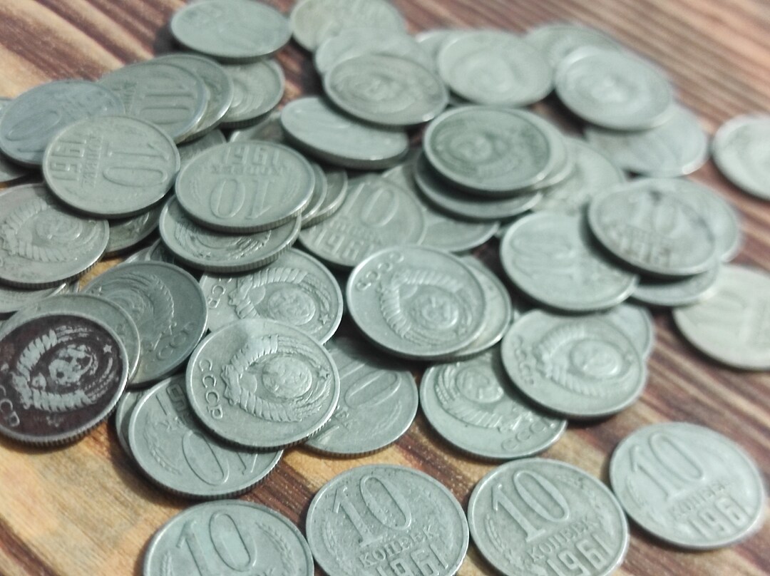 Collection of Vintage Soviet Coins in Denomination of 10 Kopecks From ...