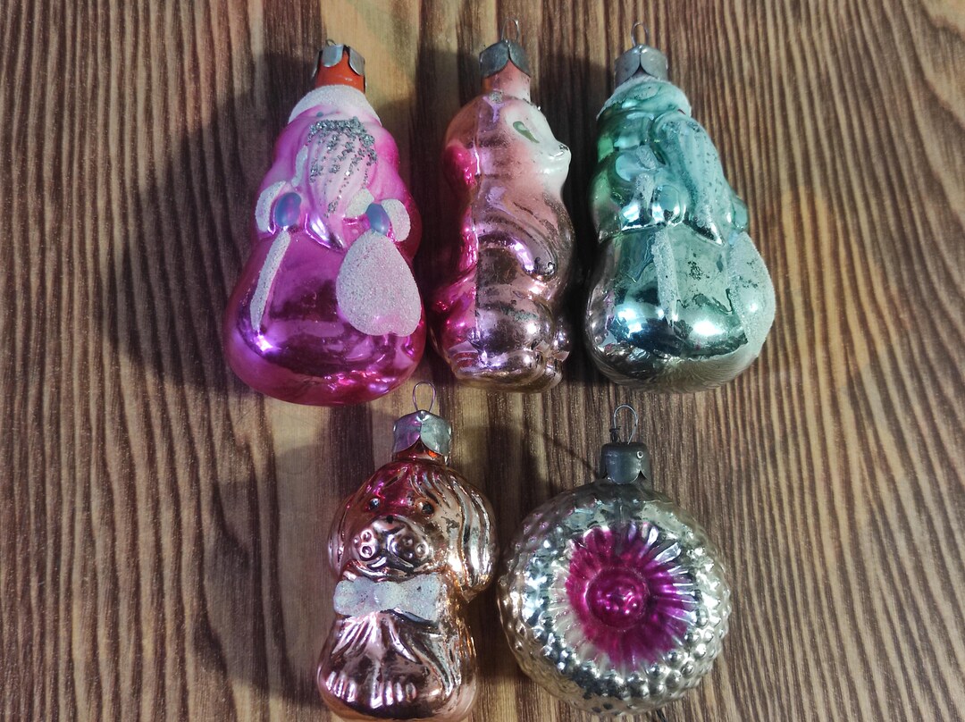 Vintage Christmas Tree Decorations Set of Soviet New Year Decorations ...