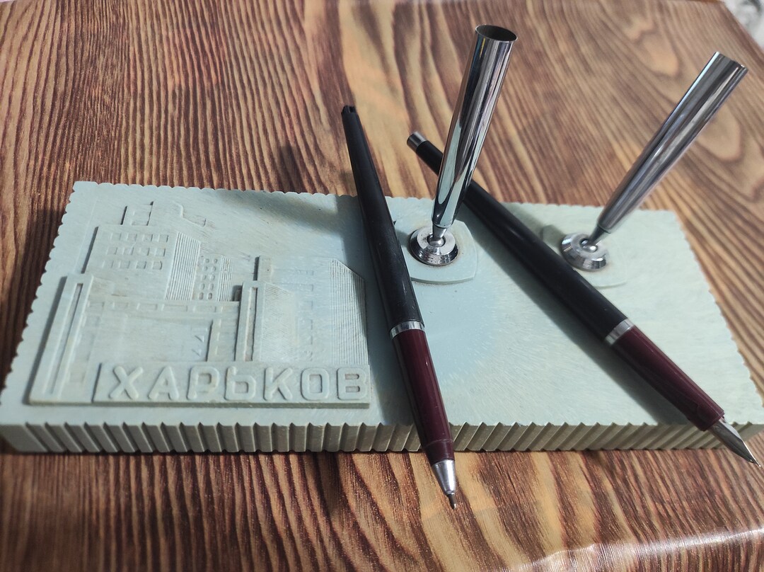 Soviet Vintage Pen Stand Kharkov Ink and Ballpoint Souvenir Original ...