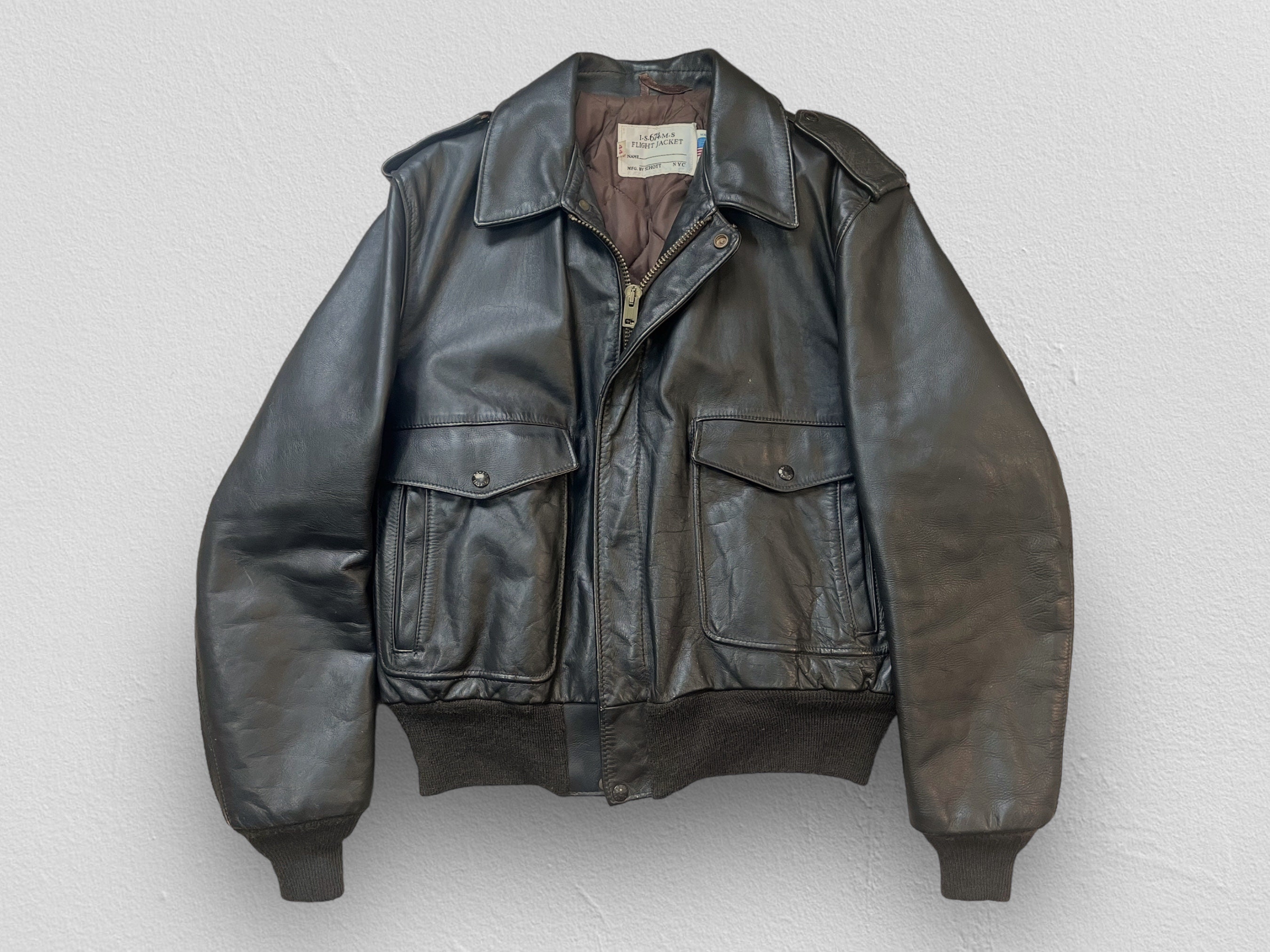 Vintage Schott Leather Bomber Flight Jacket IS-674-MS Made Vintage Schott Leather Bomber Flight Jacket IS-674-MS Made