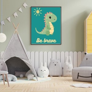 Dinosaur Be Brave Digital Poster for Child's Room - Etsy
