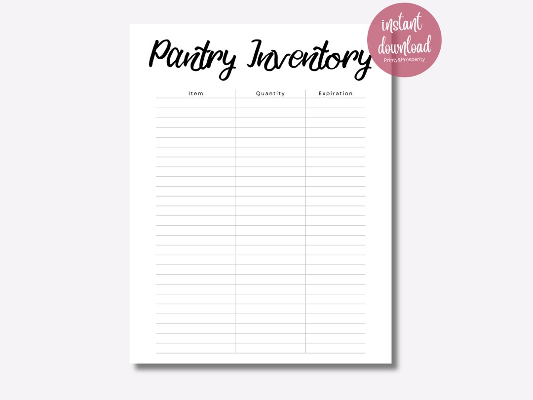 Instant Download Pantry Inventory Pantry List Pantry Inventory ...