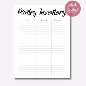 Instant Download Pantry Inventory Pantry List Pantry Inventory ...