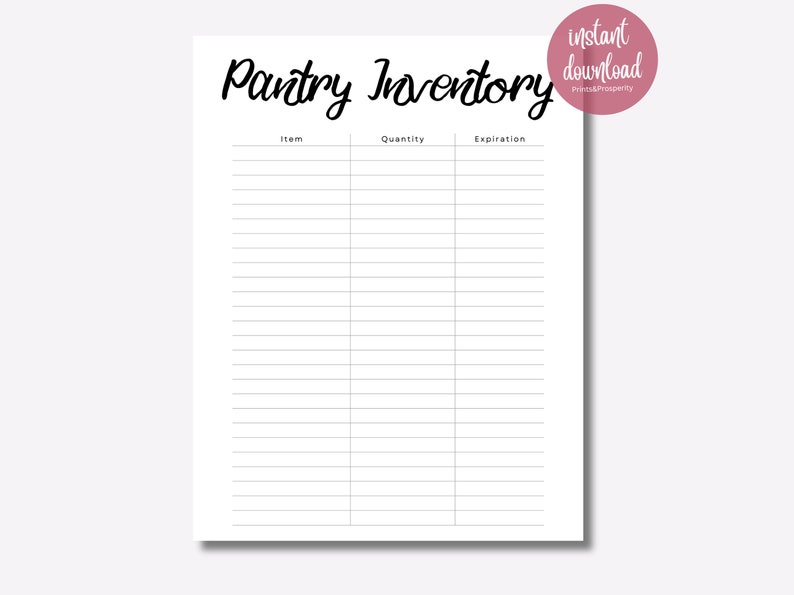 Instant Download Pantry Inventory Pantry List Pantry Inventory ...