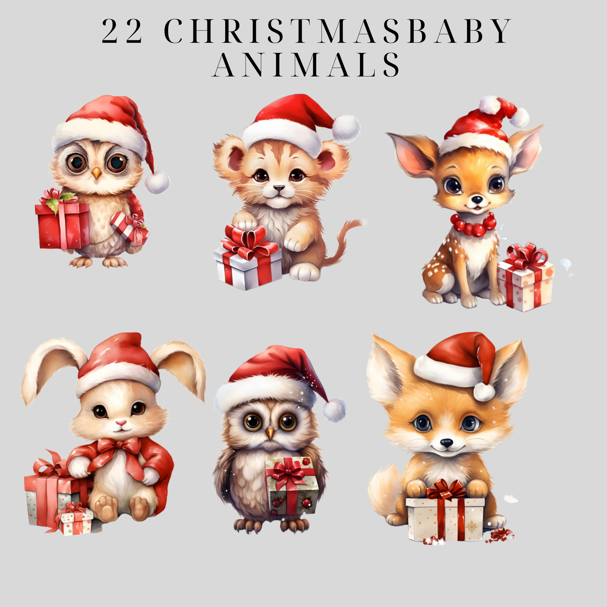 Cute Christmas Animal Clipart Bundle | Woodland Animal Clipart | Winter ...