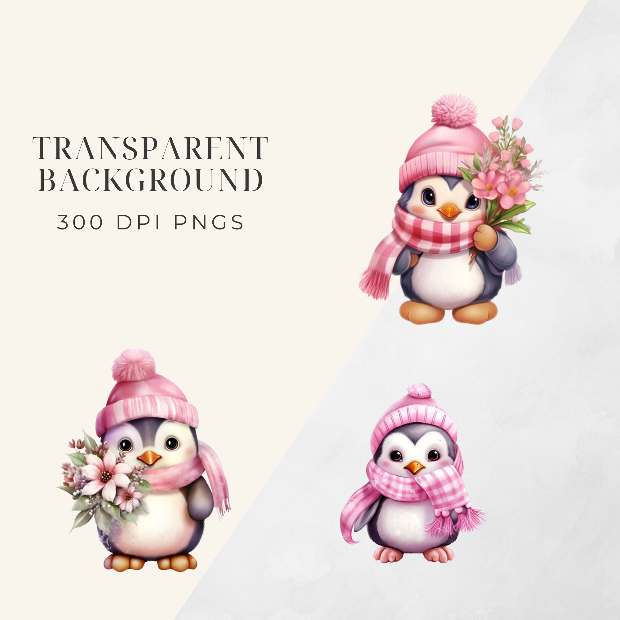 25 Christmas Penguin Clipart PNG, Watercolor Christmas Penguins Clip ...