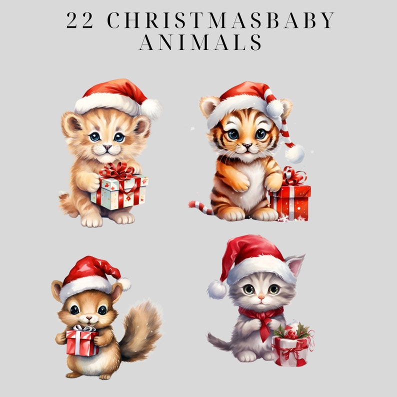 Cute Christmas Animal Clipart Bundle | Woodland Animal Clipart | Winter ...