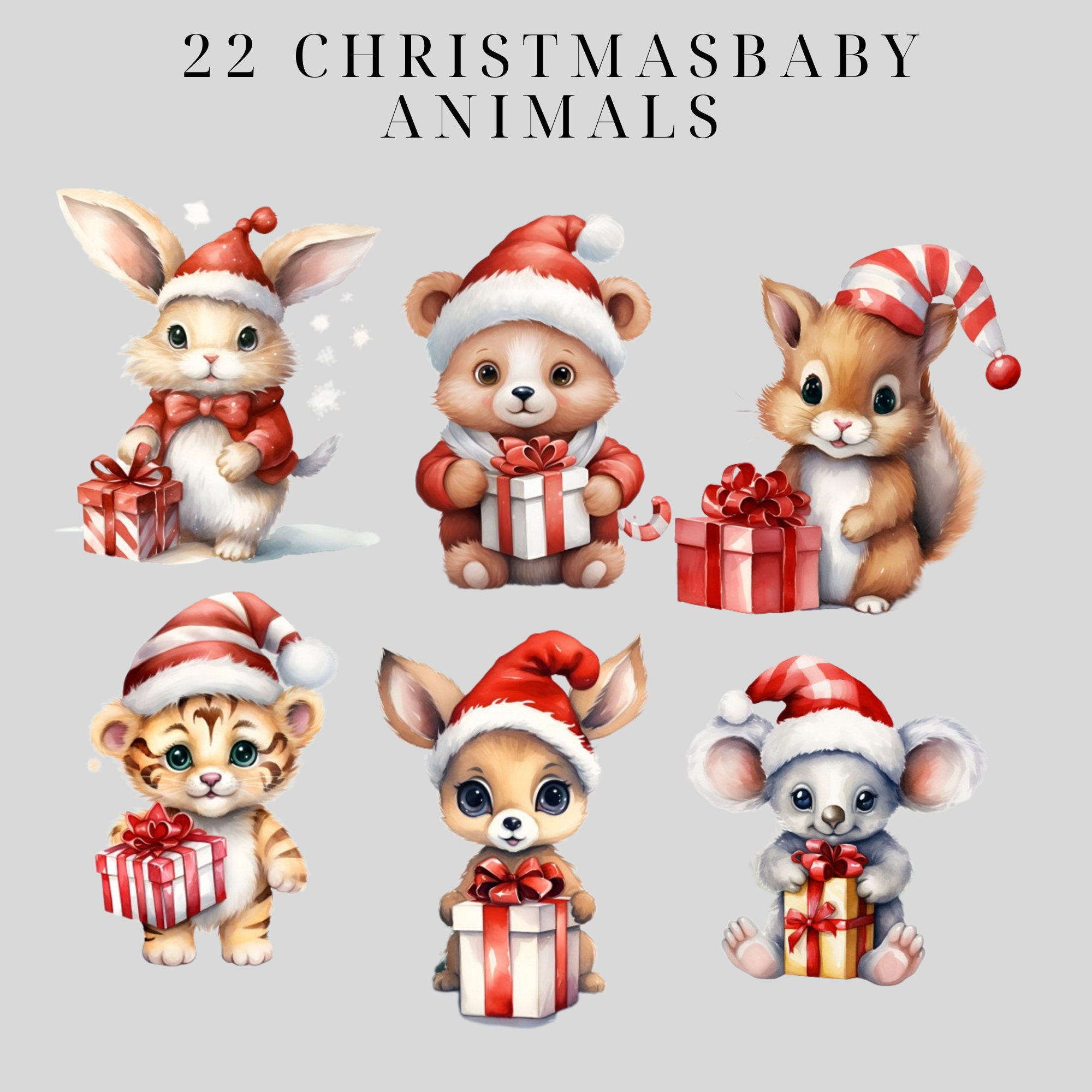 Cute Christmas Animal Clipart Bundle | Woodland Animal Clipart | Winter ...