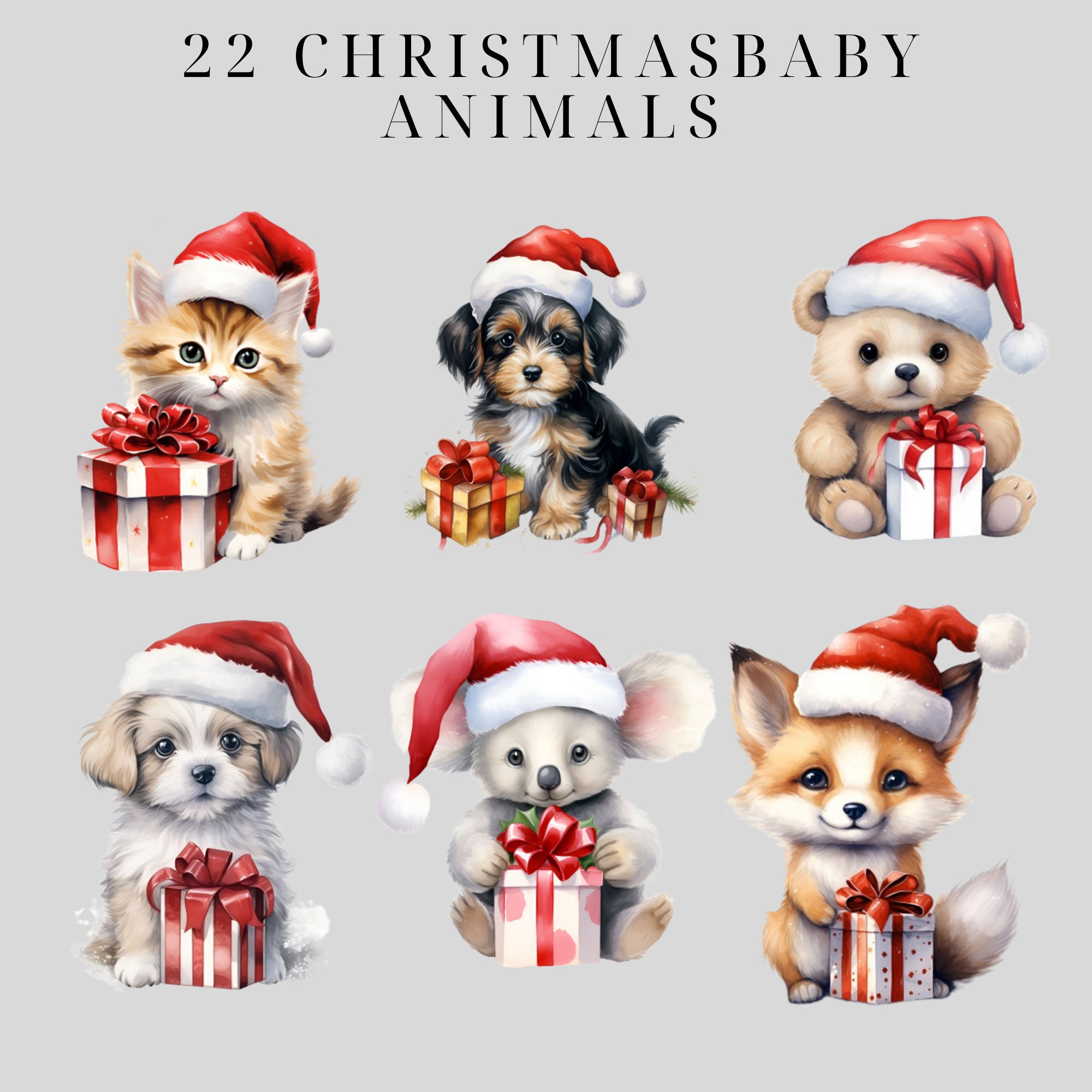 Cute Christmas Animal Clipart Bundle | Woodland Animal Clipart | Winter ...