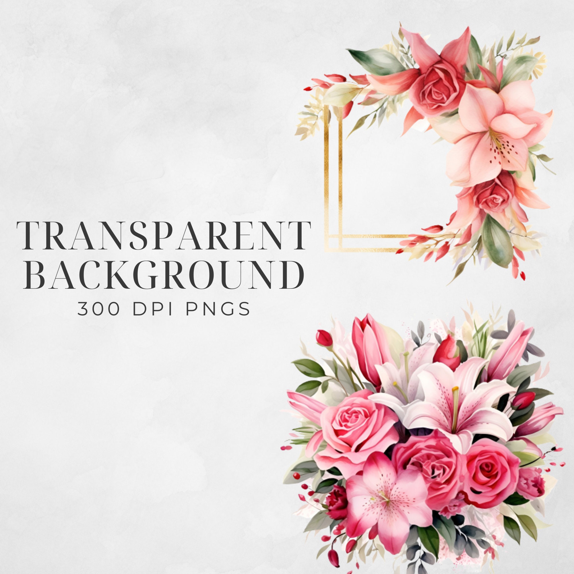 VALENTINE WATERCOLOR Floral Clipart Bundle, Floral Corner Border ...