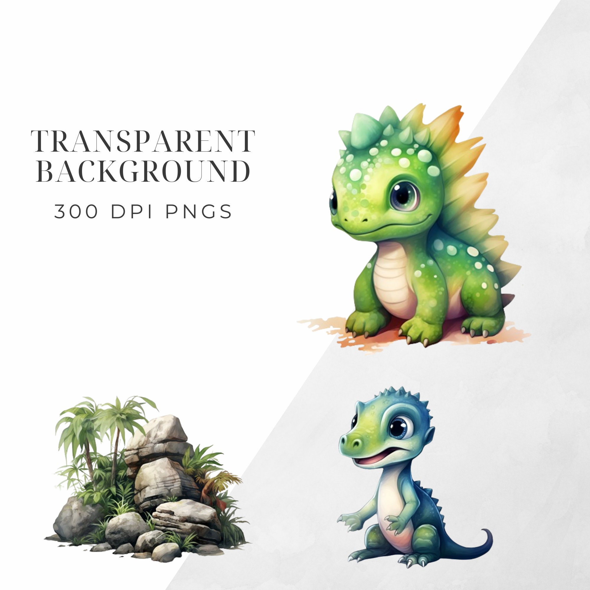 Watercolor Cute Dinosaur Clipart Pack, Clipart for Commercial Use ...