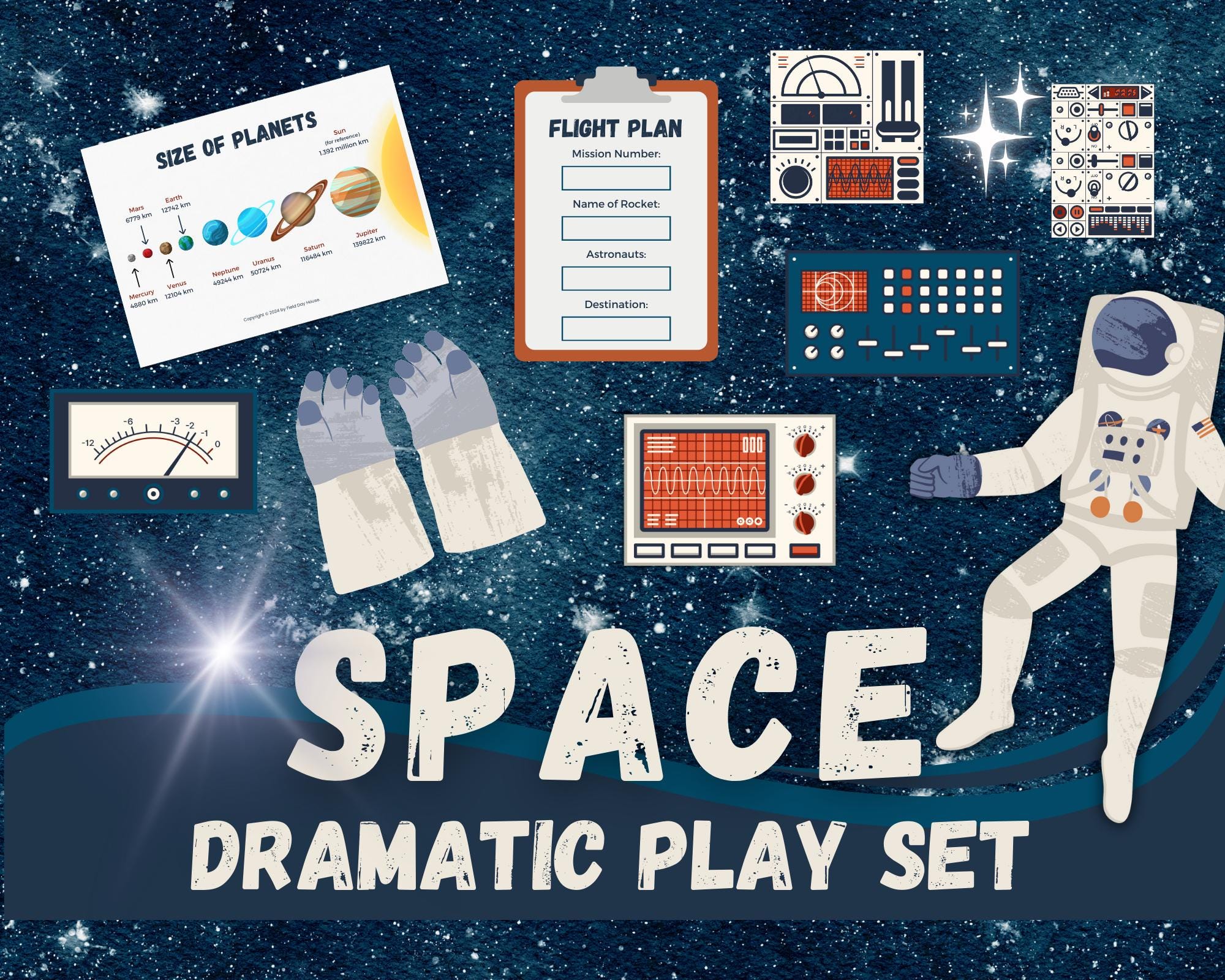 Space Dramatic Play Set, Instant Download, Pretend Play Activity ...