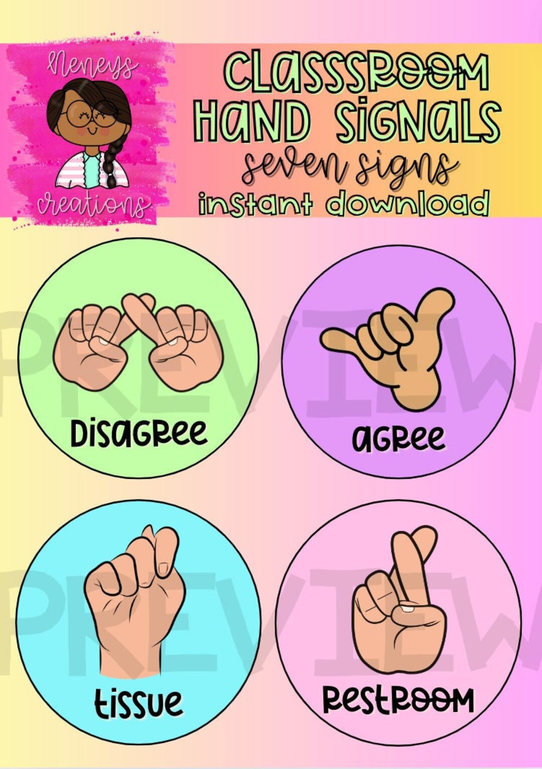 Classroom Hand Signals Classroom Wall Decor - Etsy
