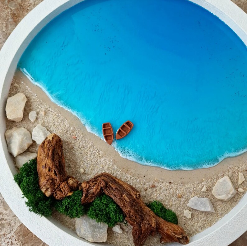 Resin Sea - Wall Decor With Little Boats - Etsy