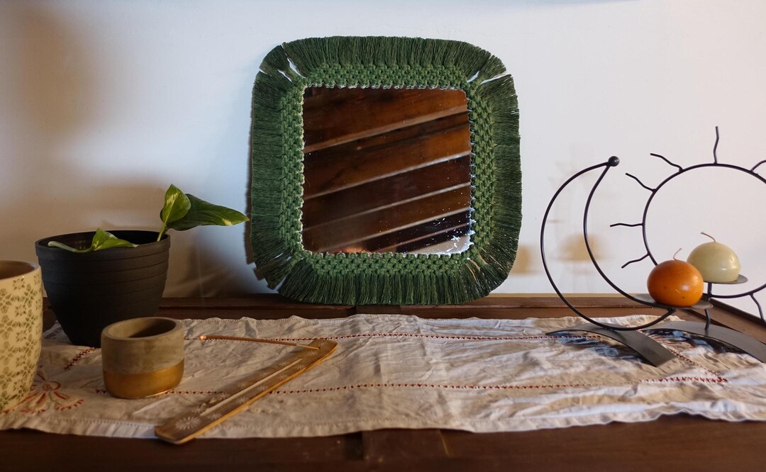 Green Macramè Mirror Frame - Etsy