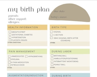 Beautiful Birth Plan Printable - Etsy