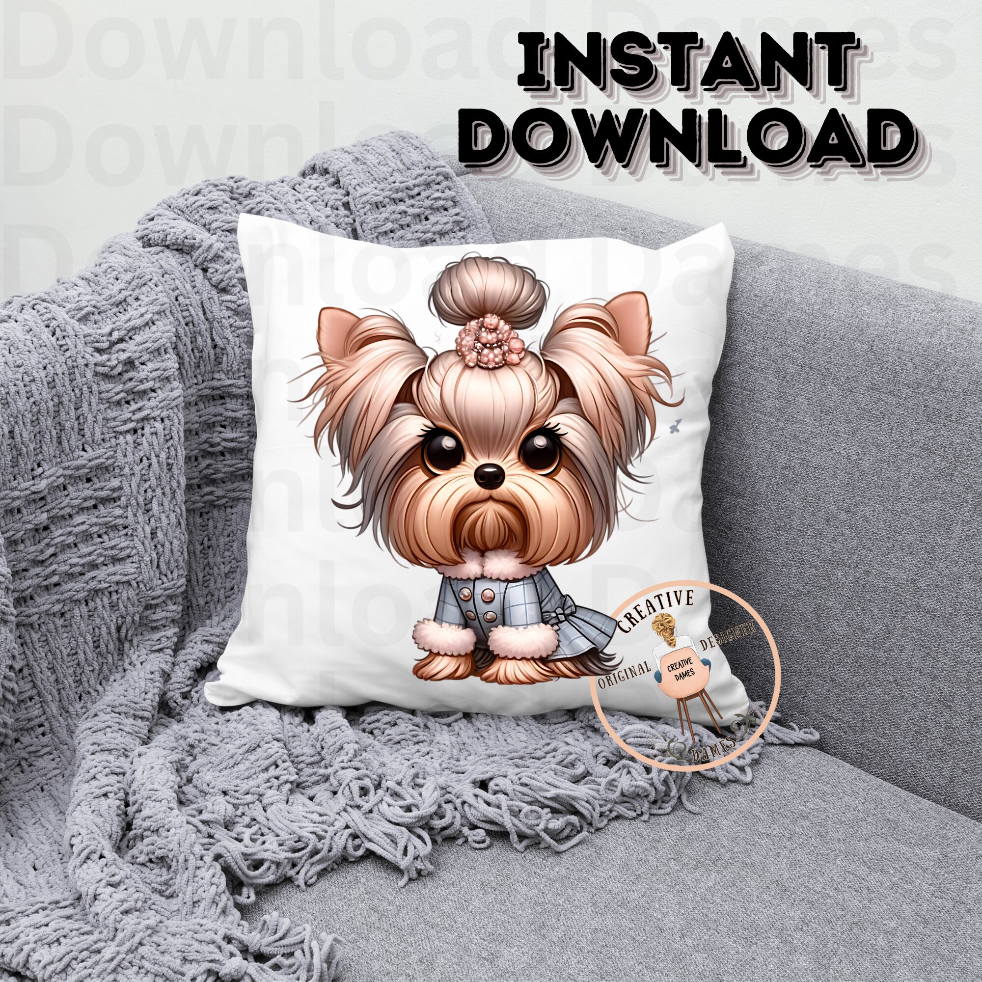 Cute Boujee Yorkie Puppy PNG Clipart Graphic DIY Crafts Sublimation Tee ...