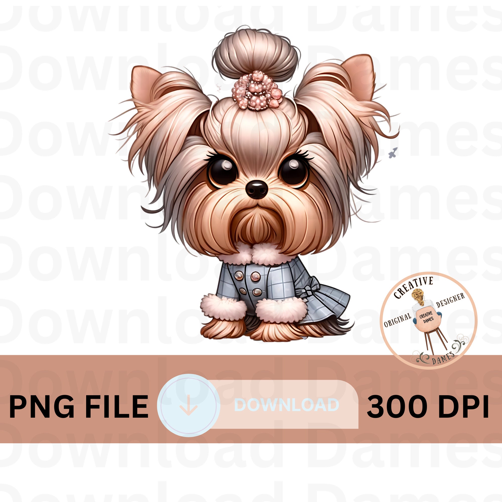Cute Boujee Yorkie Puppy PNG Clipart Graphic DIY Crafts Sublimation Tee ...