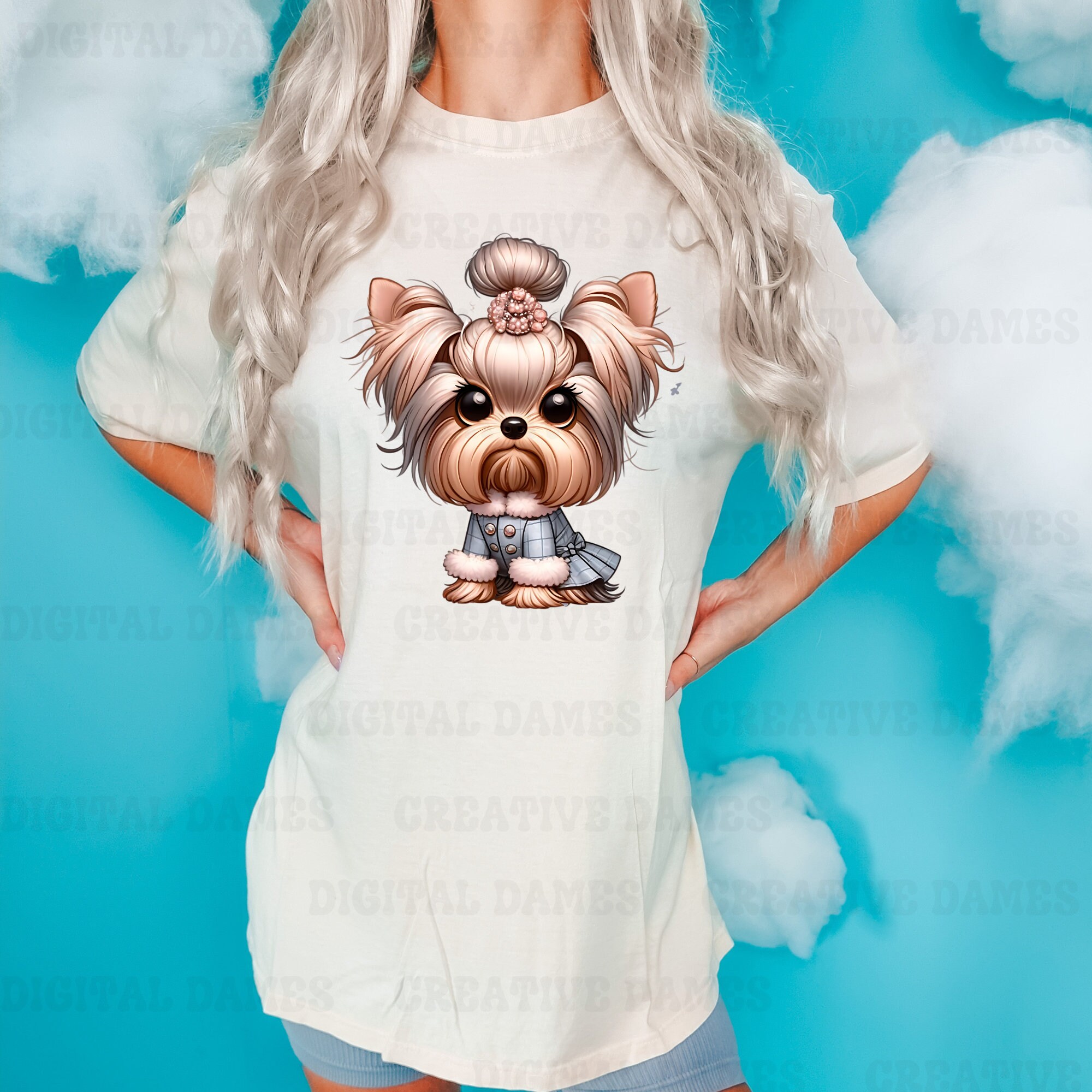 Cute Boujee Yorkie Puppy PNG Clipart Graphic DIY Crafts Sublimation Tee ...