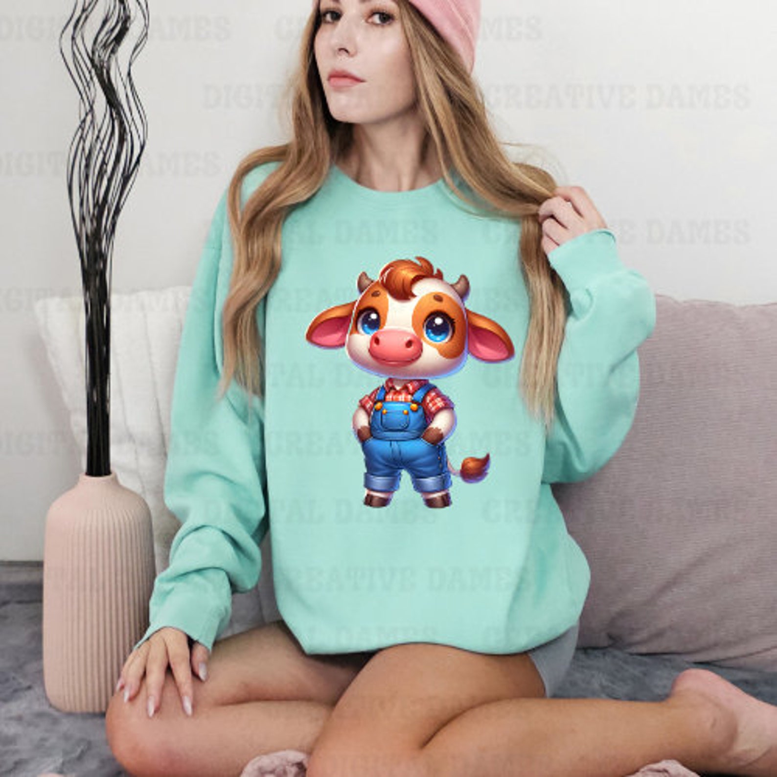 Digital Download Farmer Cow in Blue Jean Overalls 3 File Collection ...