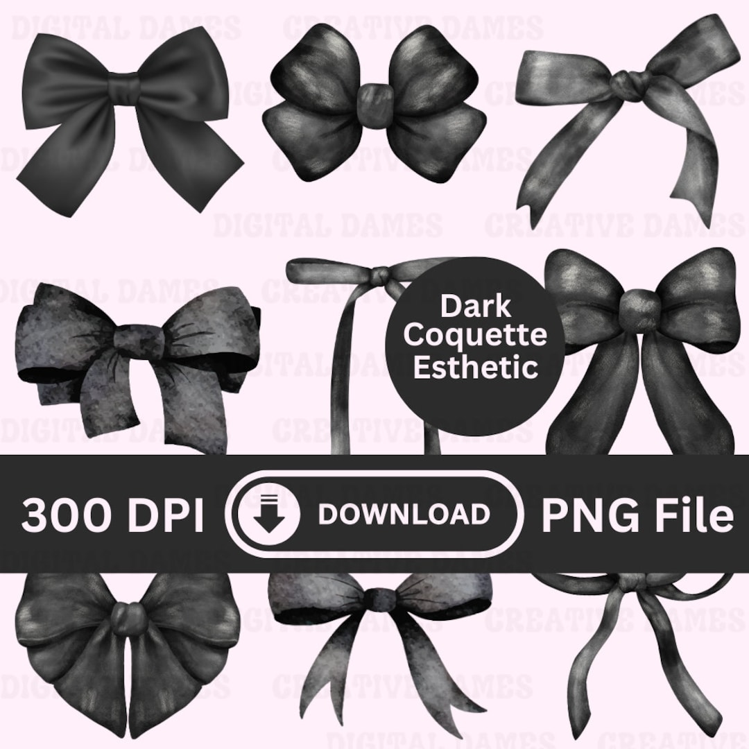 Black Bows PNG, Coquette Home Decor Bow Collage PNG Girly Girl Bow ...