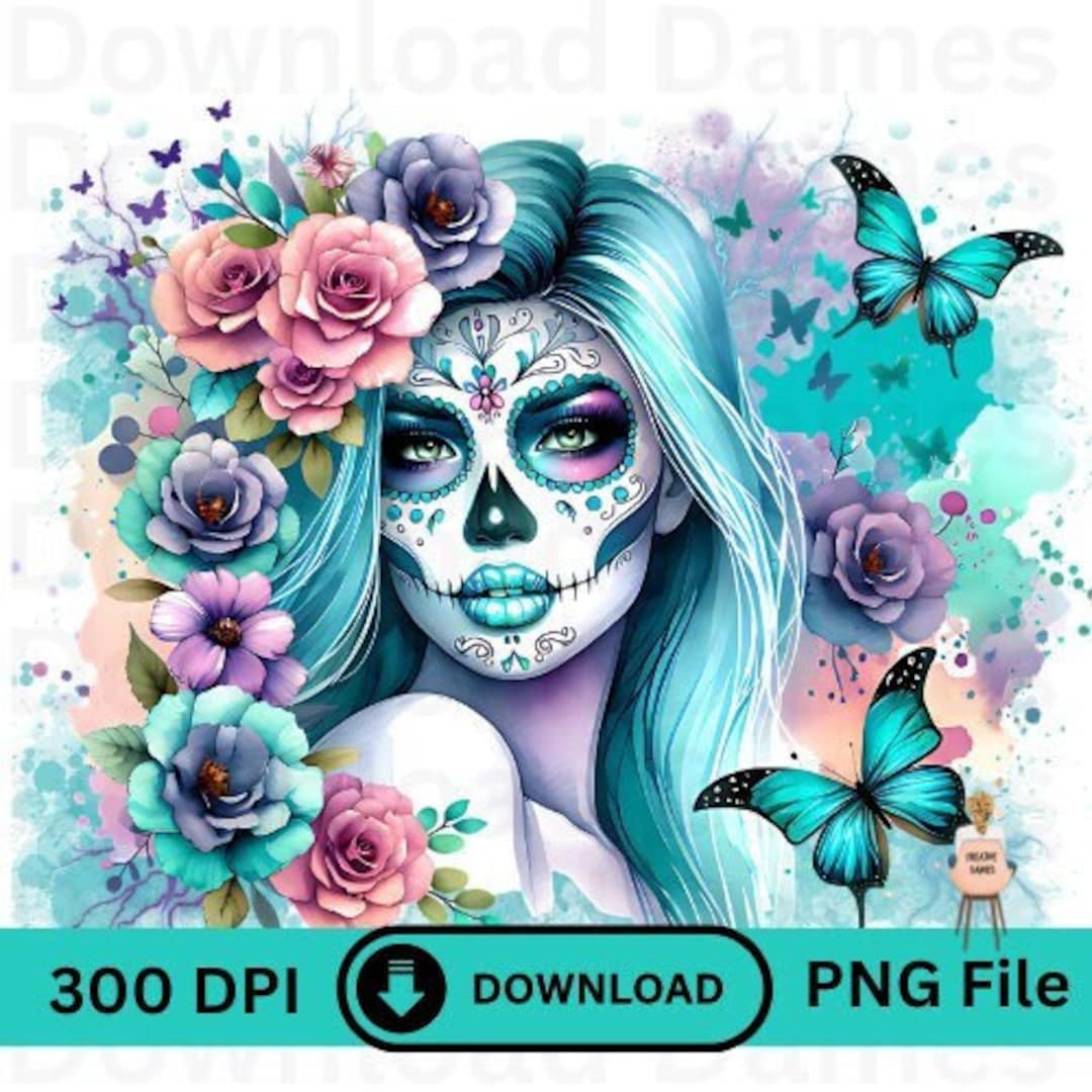 Sugar Skull Lady Skinny Tumbler Wrap, Day of the Dead, 20oz Sublimation ...