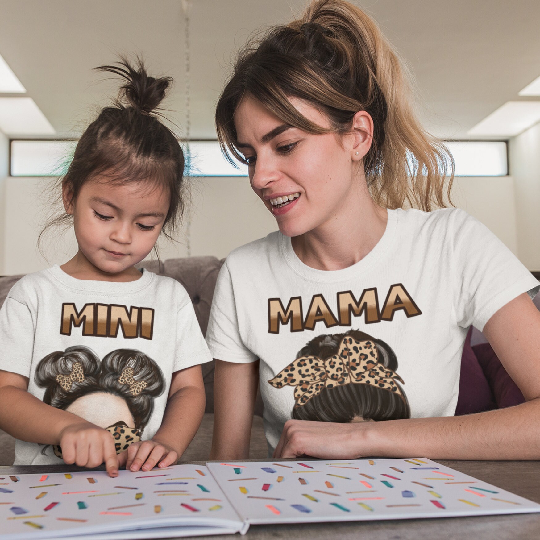 Mama and Mini PNG Digital Download Safari Mama and Me Messy Bun Mom and ...