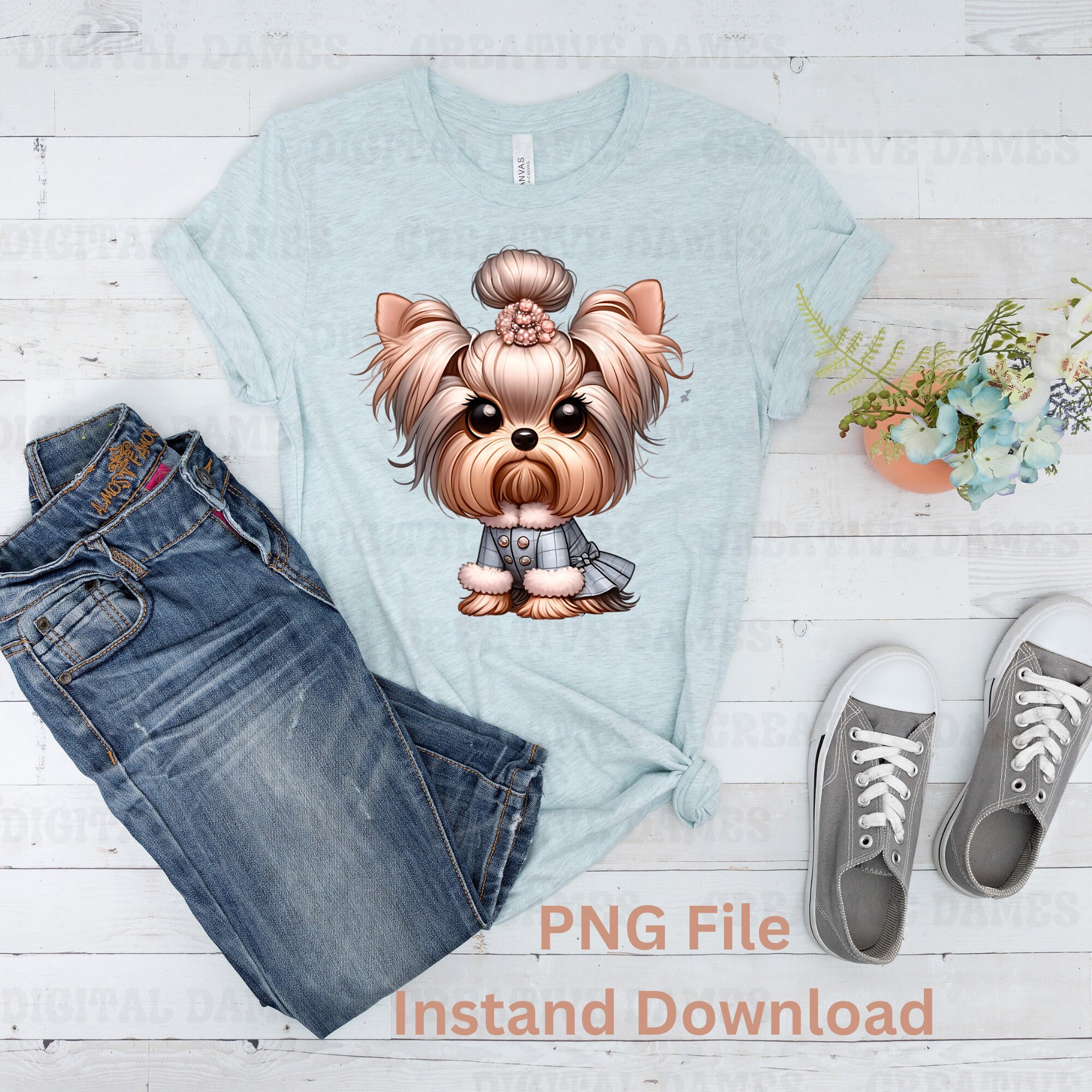 Cute Boujee Yorkie Puppy PNG Clipart Graphic DIY Crafts Sublimation Tee ...