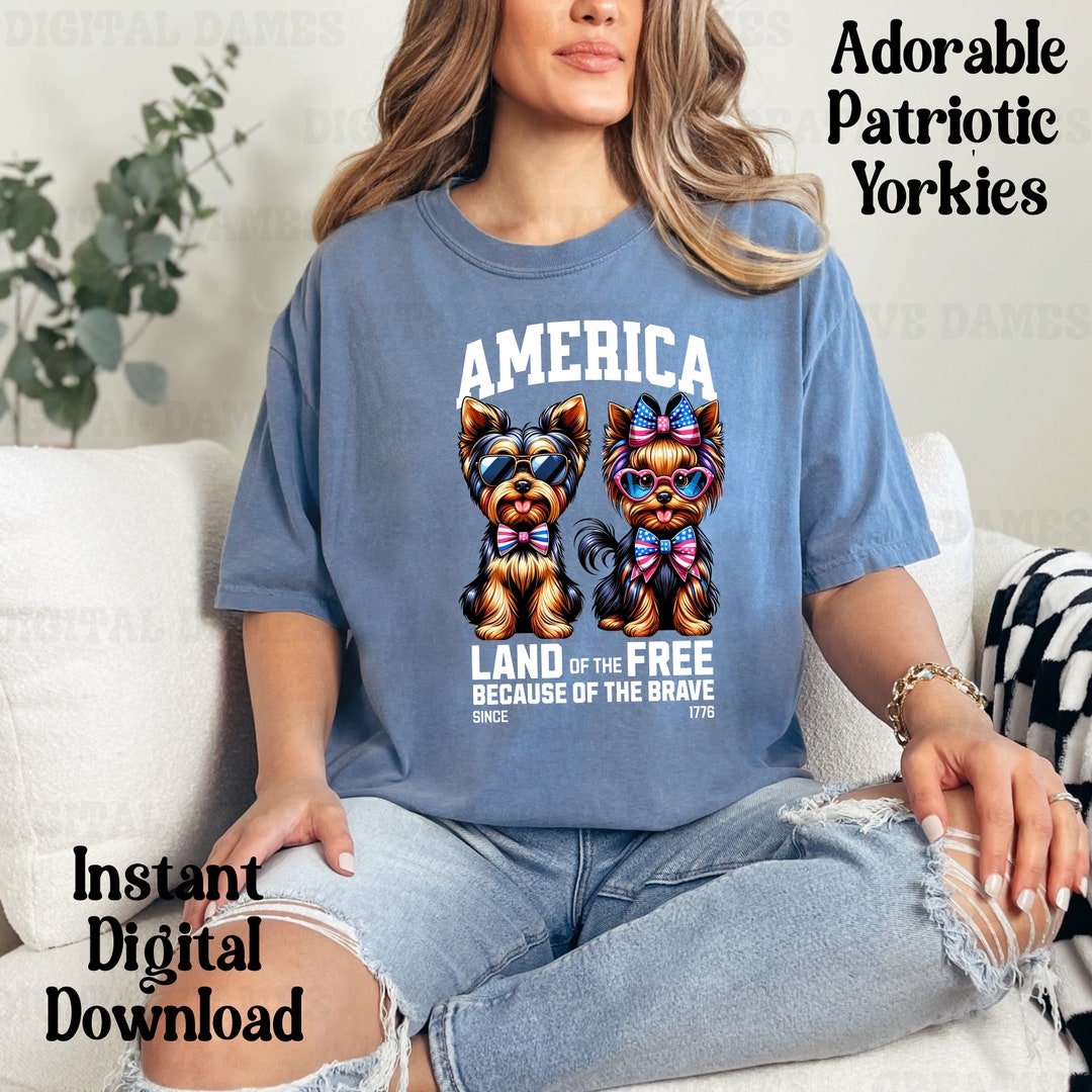 Patriotic Yorkshire Terrier PNG Digital Download Clipart America Yorkie ...