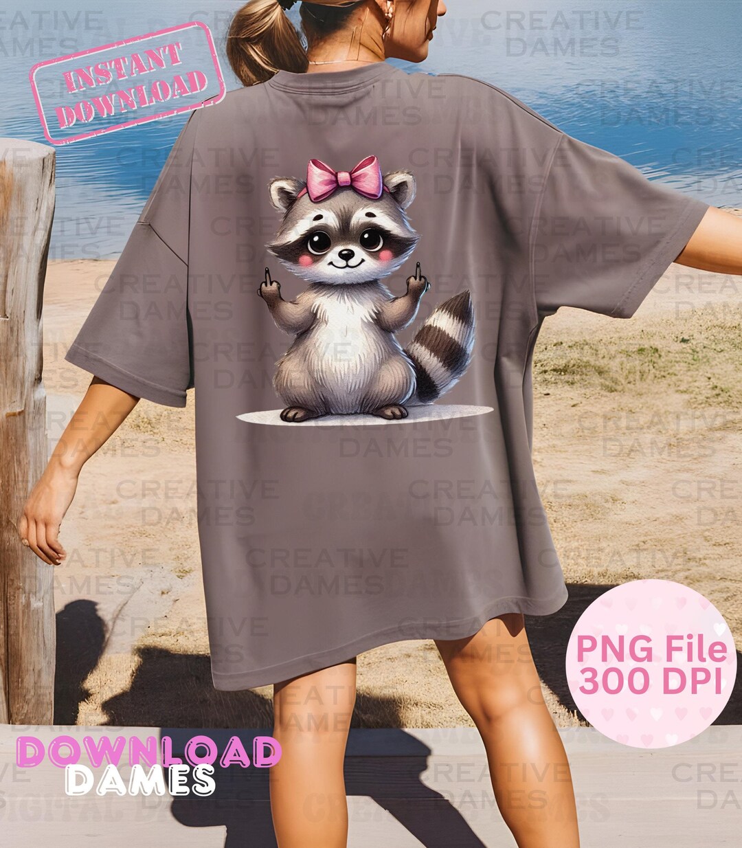 Sassy Middle Finger Raccoon Cute but Feral Funny Trash Panda Sarcastic ...