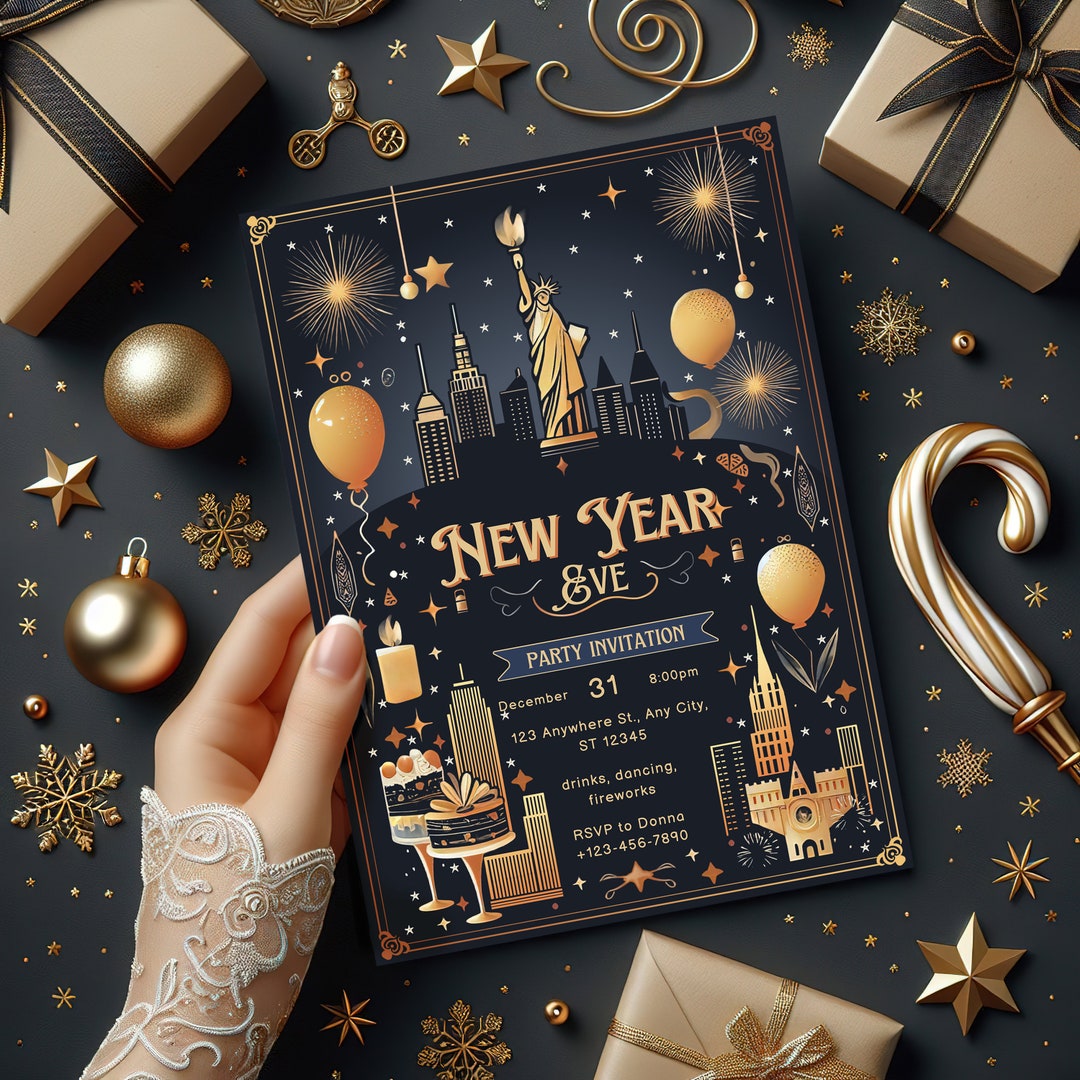 New Year Invitation, Party Invitation, Canvas Template - Etsy