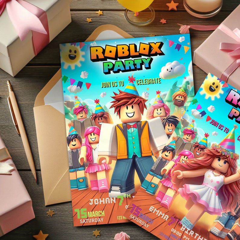 Roblox Style Birthday Invitation - Digital Printable Postcard Design ...