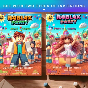 Roblox Style Birthday Invitation - Digital Printable Postcard Design ...