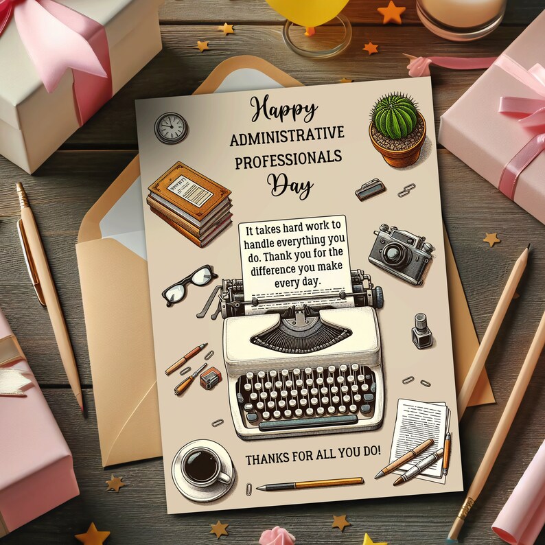 Retro Administrative Professionals Day Card (PDF Template) - Etsy