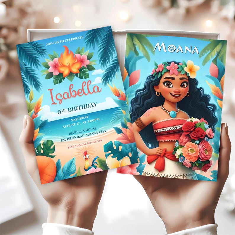 Moana Birthday Invitation – Printable Double-sided Template (digital ...