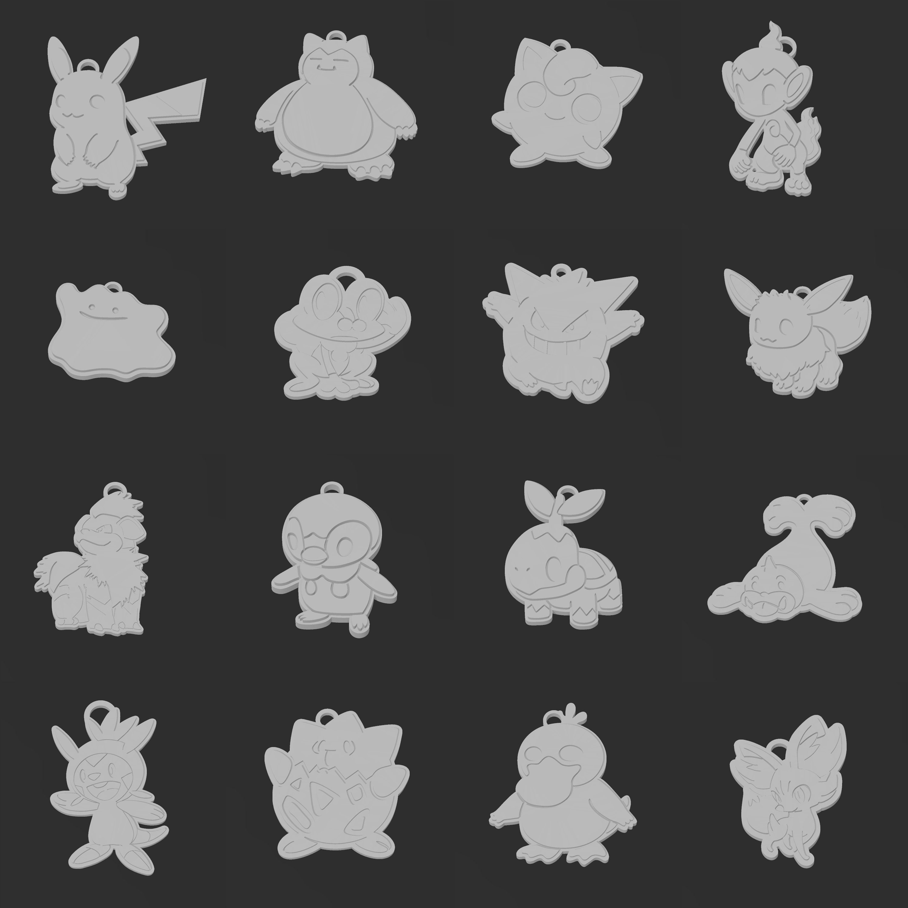 New Keychain PACK 19 Pokemons, Easy to Print, New Model Desinged for ...