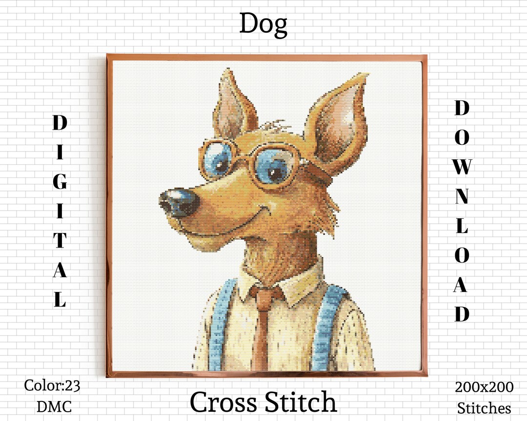 Sunglasses Dog Cross Stitch Pattern: 200x200 Stitches (PDF Download) - Etsy