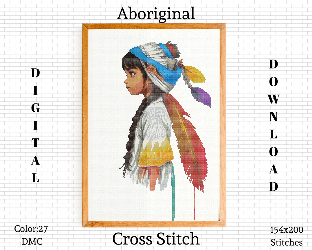 Aboriginal Girl Cross Stitch Pattern | Ethnic Cross Stitch | Native ...