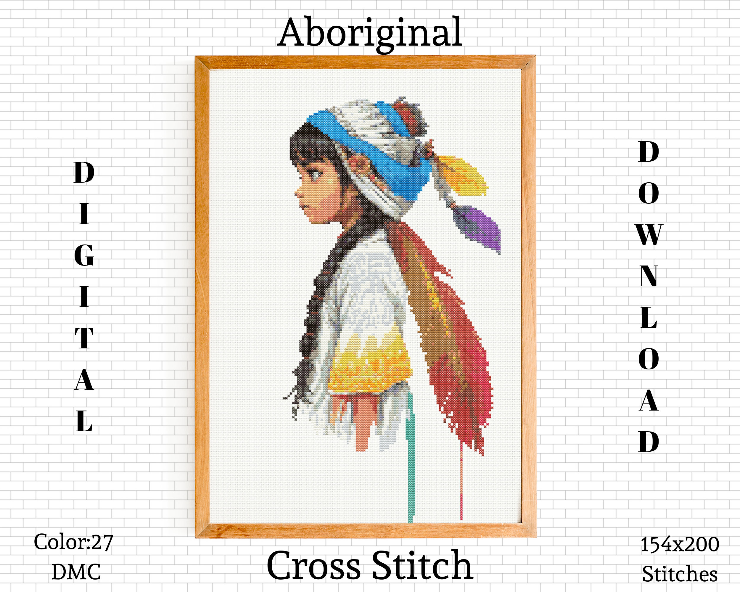Aboriginal Girl Cross Stitch Pattern | Ethnic Cross Stitch | Native ...