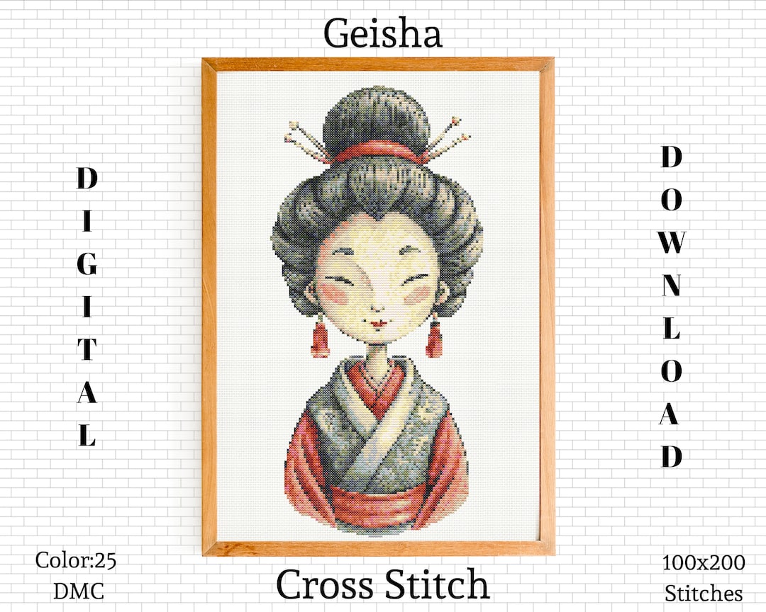 Geisha Cross Stitch Pattern: Asia Embroidery (PDF Download) - Etsy