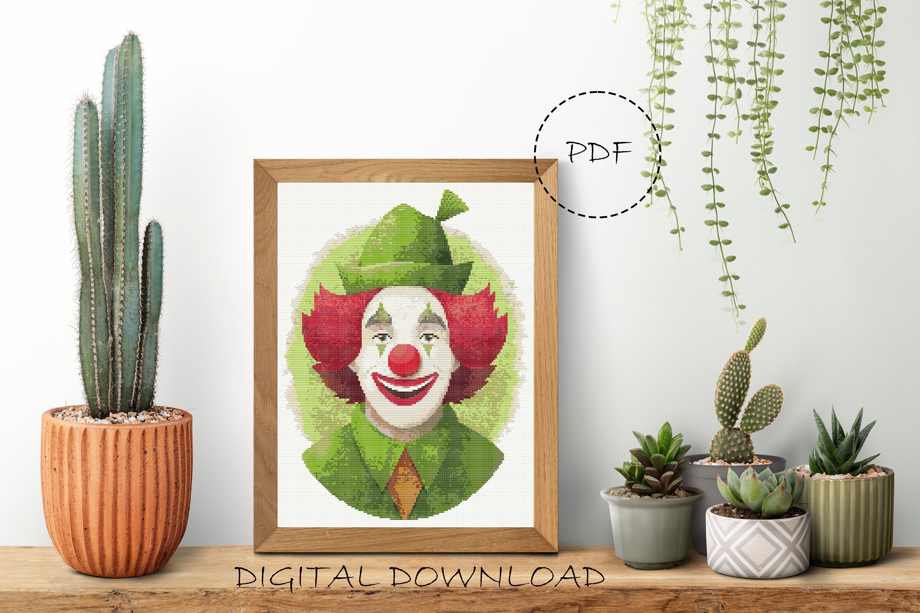 Clown Cross Stitch Pattern | Clown Cross Stitch PDF | Clown Cross ...