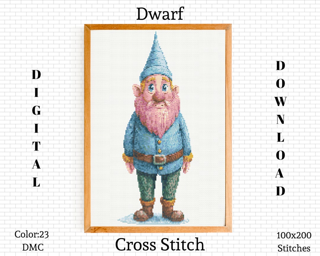 Dwarf Embroidery Pattern | Gnome Cross Stitch | Dwarf Cross Stitch ...