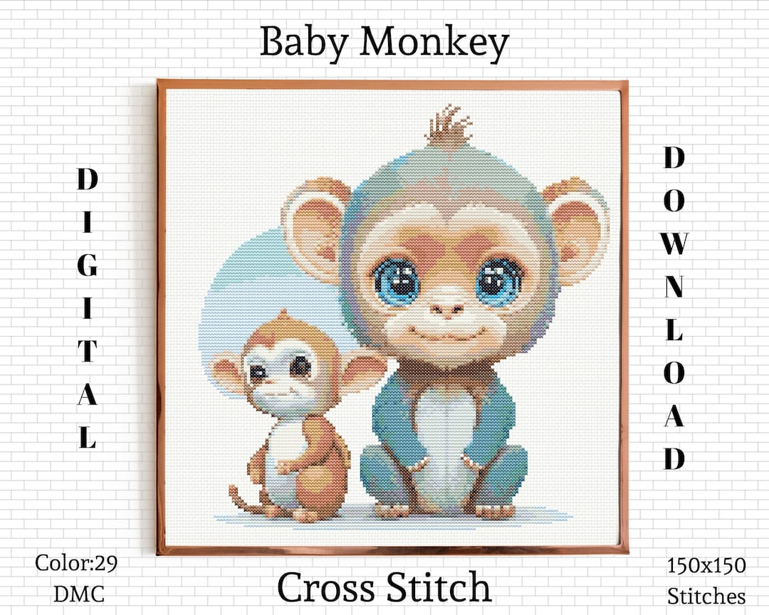 Monkey Cross Stitch | Monkey Cross Stitch Pattern | Monkey Cross Stitch ...