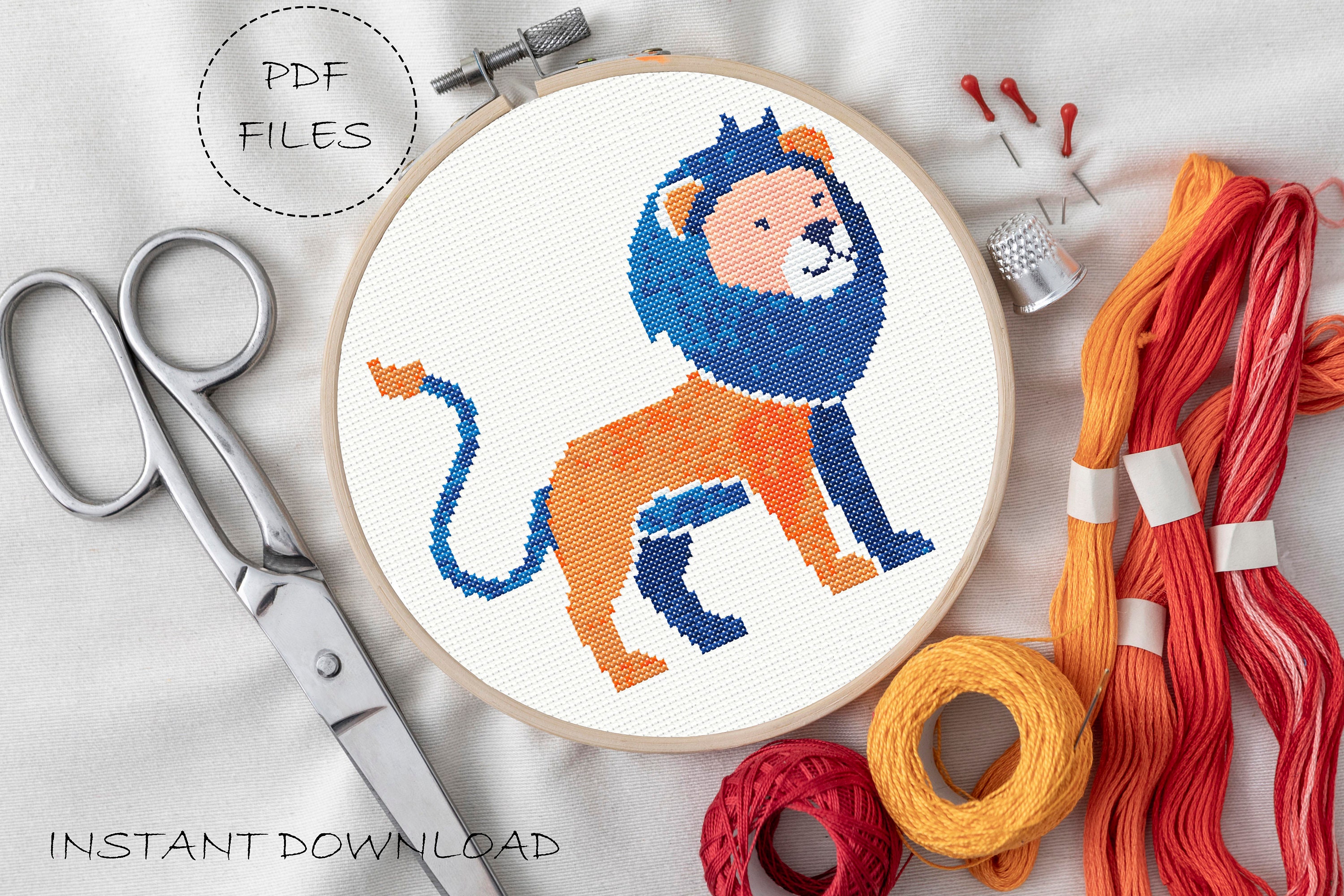 Lion Cross Stitch | Lion Cross Stitch Pattern | Lion Cross Stitch Kit ...