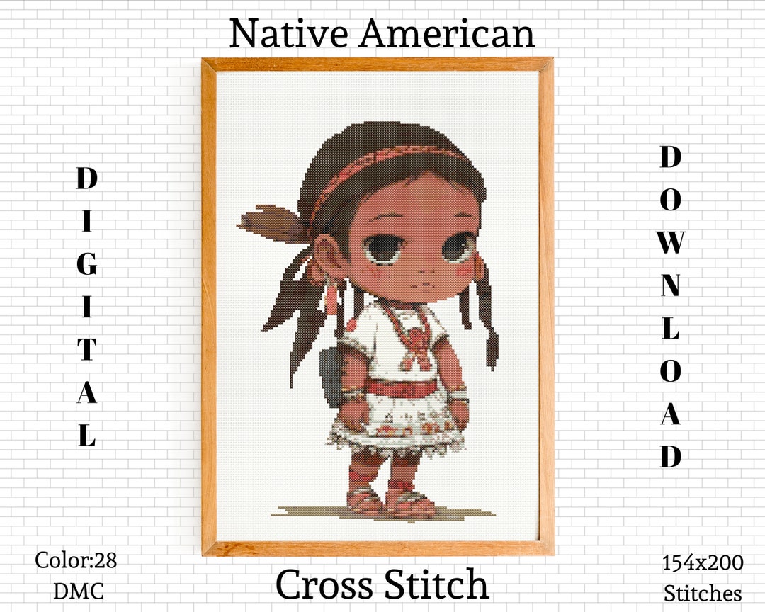 Aboriginal Girl Cross Stitch Pattern | Ethnic Cross Stitch | Native ...